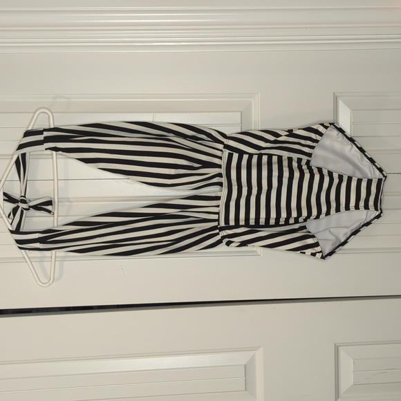 COCOSHIP | Swim | Cocoship Black White Striped Retro Onepiece Backless ...